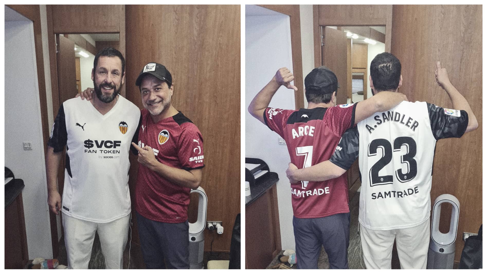 Adam Sandler poses with Valencia CF shirt - Valencia CF