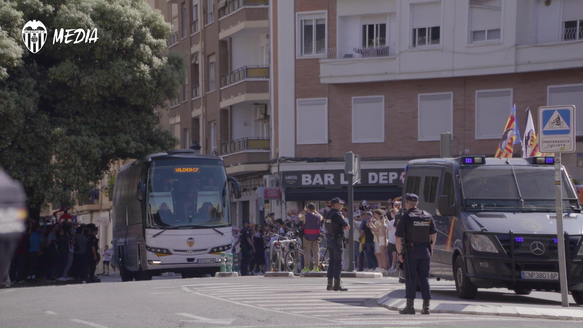 team bus arrival at MESTALLA - Valencia CF